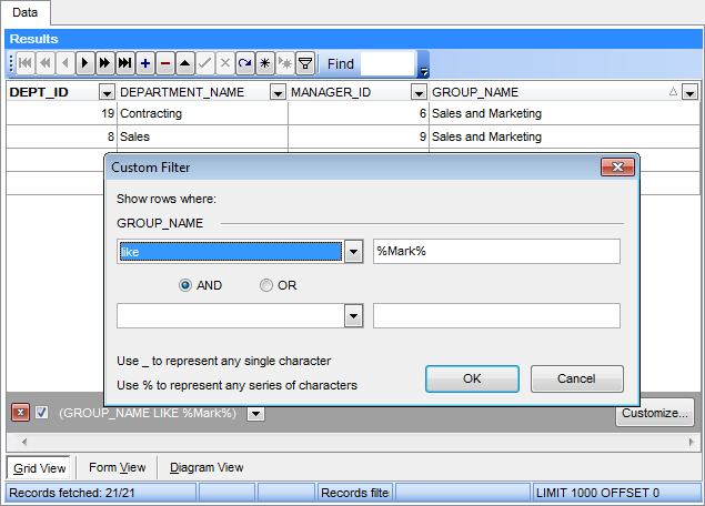 Online Documentation for SQL Query for Oracle | SQLManager